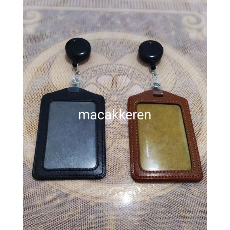 Jual Name Tag id Card kulit polos Tempat kartu ID Card | Shopee Indonesia