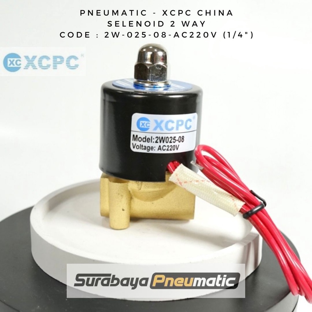 Jual Solenoid Valve 2 way - 2W-025-08-AC220V (Drat 1/4" ) - XCPC Pneumatic | Shopee Indonesia