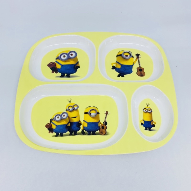 Jual piring makan melamin anak sekat 4 bento box minions minion frozen ...