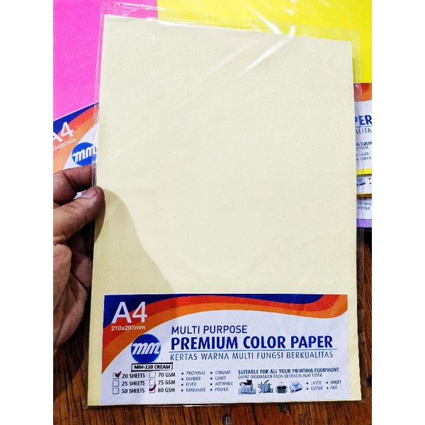Jual Kertas Warna A4 / PaperFine 80GSM (1 pack isi 20 lembar) | Shopee ...