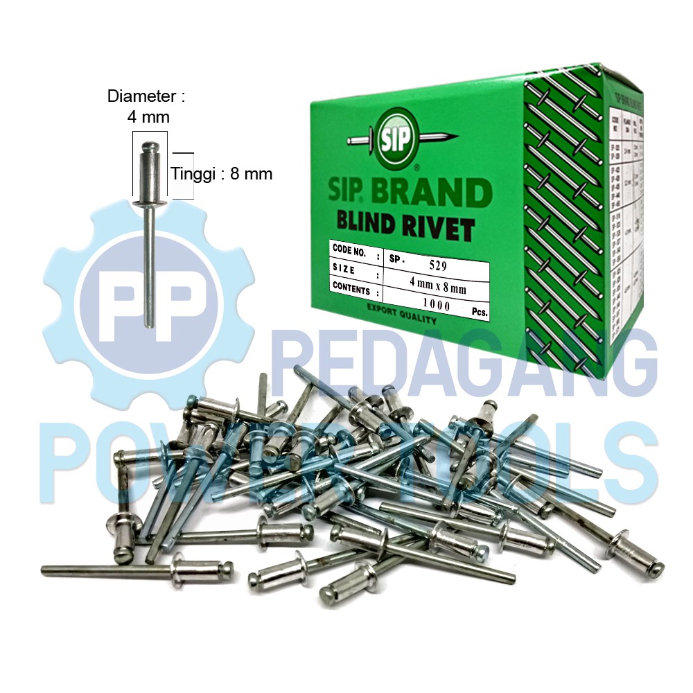 Jual SIP 529 PAKU RIVET 4 x 8 MM BLIND RIPET RIFET TEMBAK 1 PAK 1.000 ...