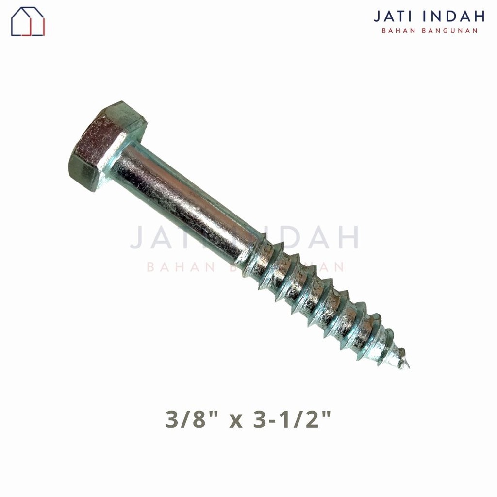 Jual Deskrup 3/8" x 3-1/2" Galvanis / Sekrup Lag Screw / Desk Screw ...