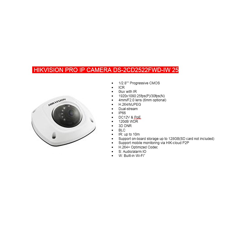 Jual Hikvision CCTV Pro IP Cam DS-2CD2522FWD-IW IR Mini Dome Camera 2MP | Shopee Indonesia