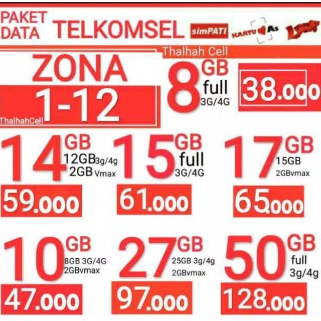 Jual PAKET DATA TELKOMSEL 14GB, 17GB, 52GB, 27GB, 32GB, HOT PROMO PAKET ...