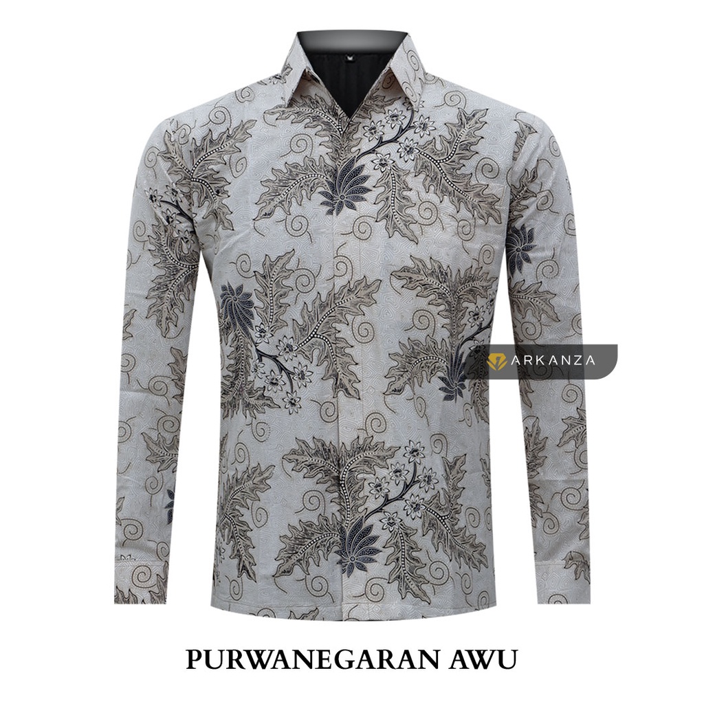 Jual Gudang Batik ARKANZA Motif PURWANEGARAN AWU Kemeja Baju Batik Pria Slimfit Mewah Terbaru ...