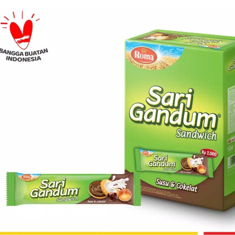 Jual Roma Sari Gandum Sandwich Coklat 1 pack isi 12 pcs @39g | Shopee ...