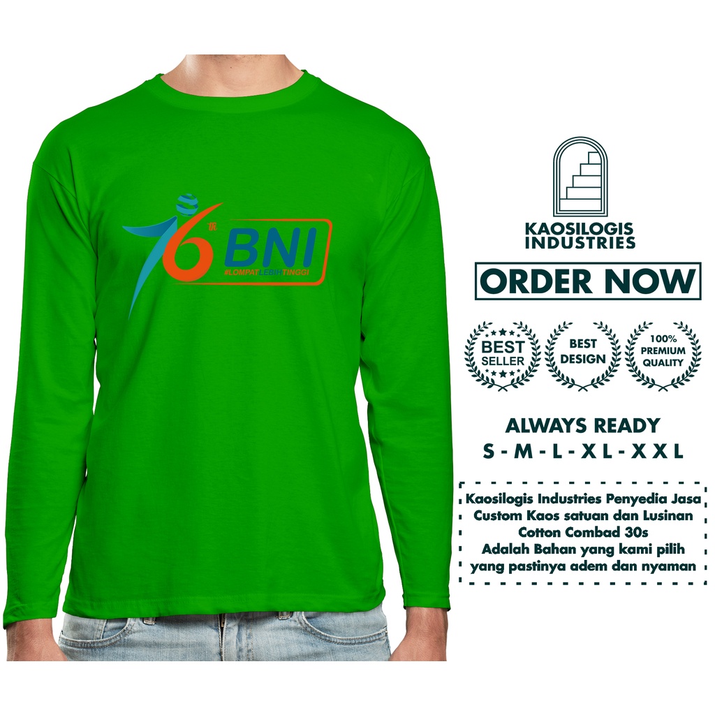 Jual Kaos Lengan Panjang Ulang Tahun BNI KE 76 Lompat Lebih Tinggi ...
