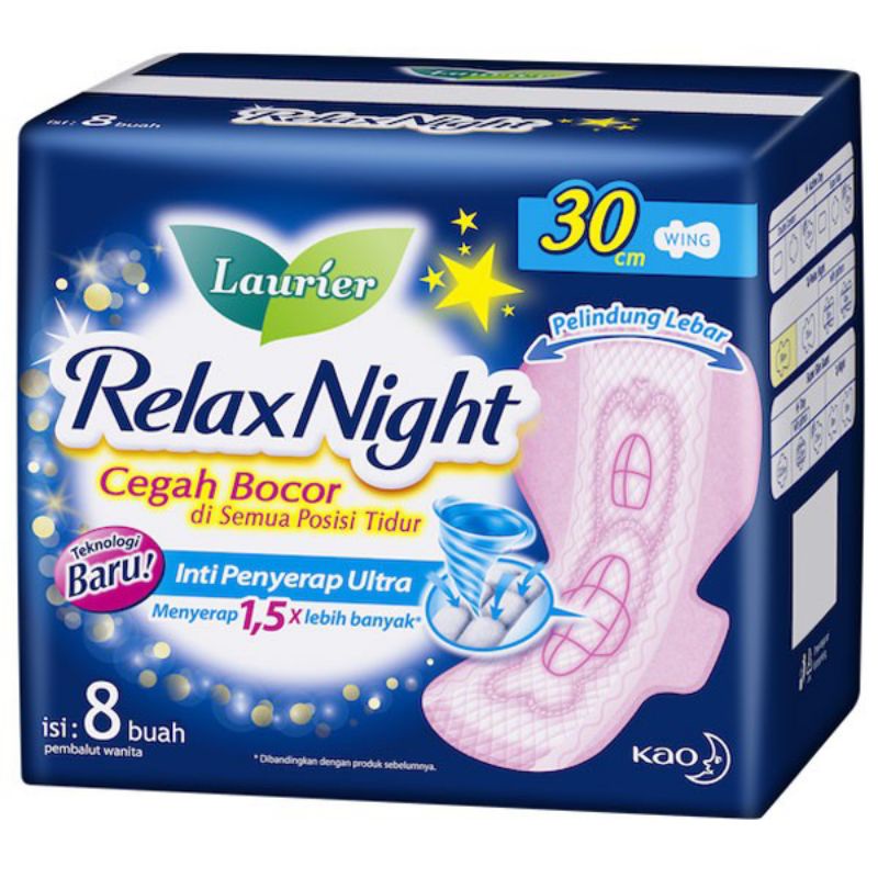 Jual Laurier pembalut Laurier Relax Night 30 cm isi 8 pcs | Shopee ...