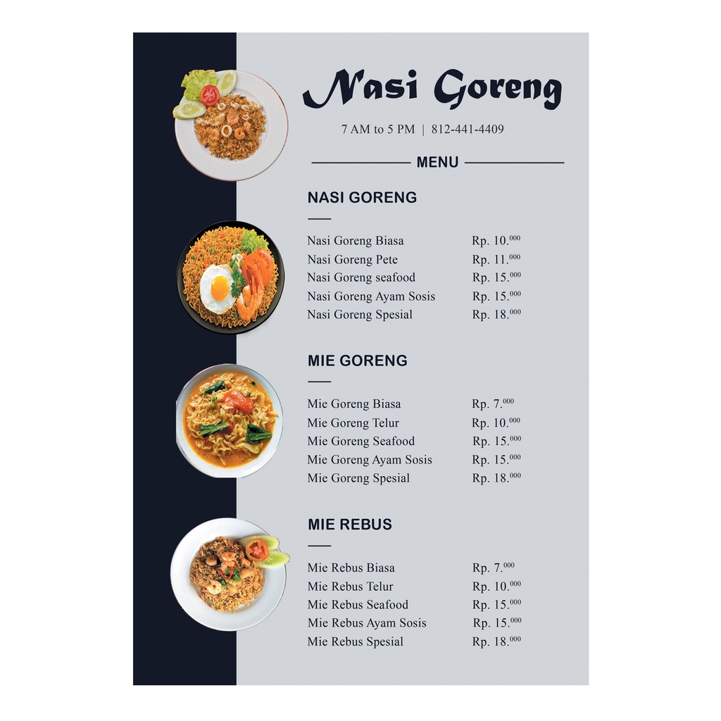 Jual print daftar menu list menu makanan minuman (kertas karton a4 ...