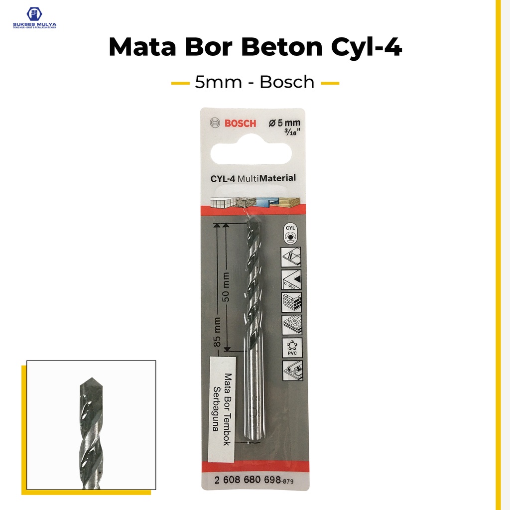 Jual bosch CYL4 multipurpose mata bor 5mm multi material dril bits ...