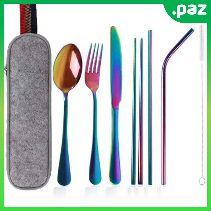 Jual Alat Perlengkapan Makan Sendok Garpu Pisau Sumpit Sedotan Knifezer Stainless Steel Anti ...