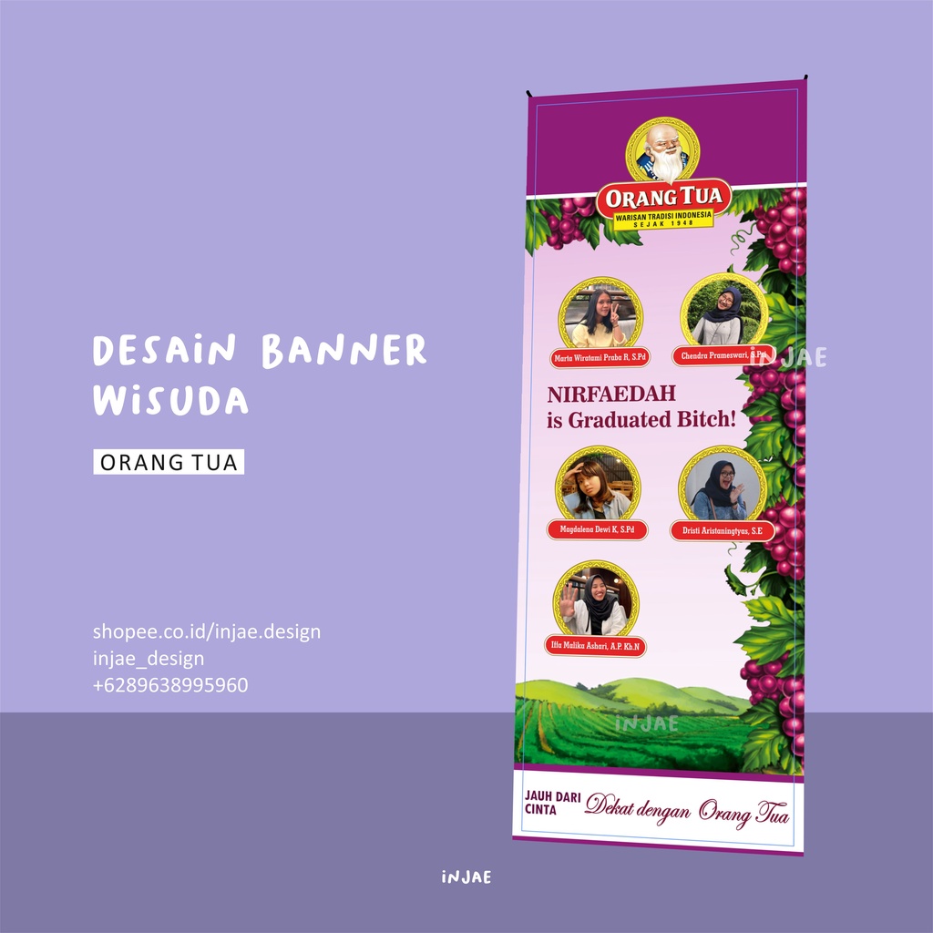 Jual INJAE DESIGN Custom Banner Wisuda Sidang Model Orang Tua Hadiah ...