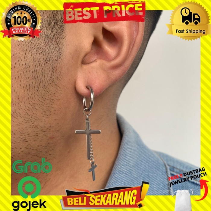 Jual ANTING TINDIK JEPIT MAGNET/TUSUK DOUBLE SALIB GANTUNG RUMBAI ...