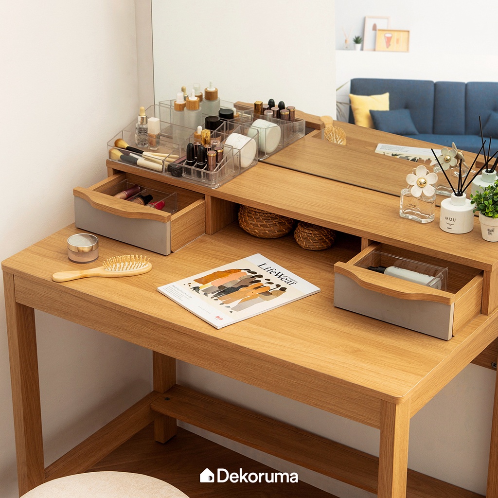 Jual Dekoruma MITSU Meja Rias Minimalis dengan Kaca | Shopee Indonesia