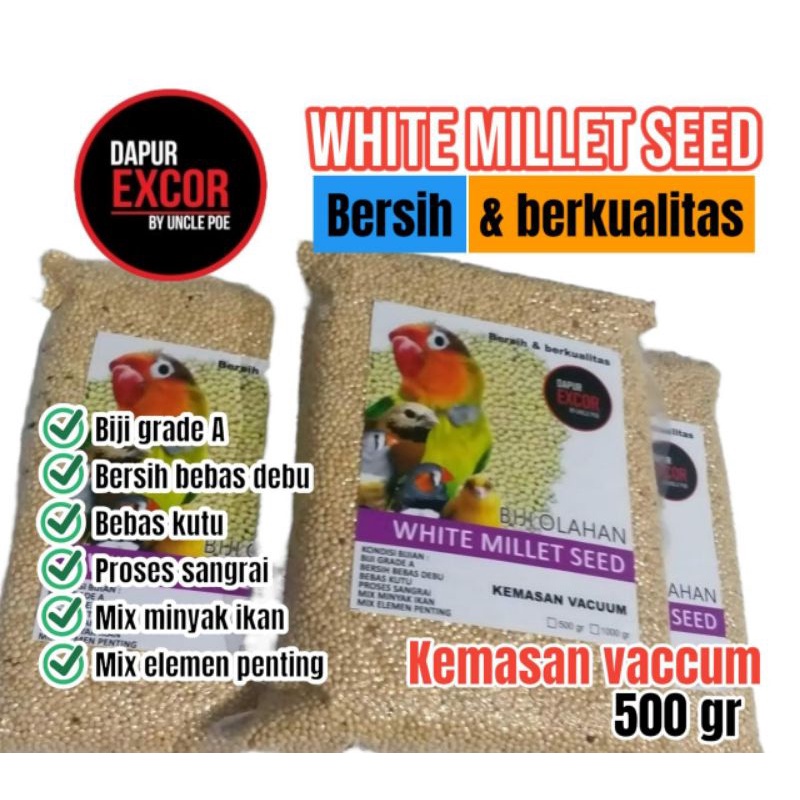 Jual millet putih sangrai plus minyak ikan pakan burung kenari lovebird ...