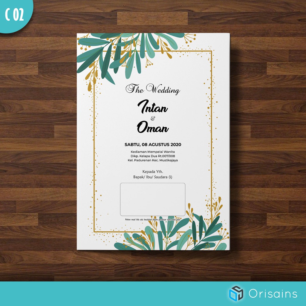 Jual Undangan Pernikahan Elegan Simpel Unik Murah Motif Daun - Min ...