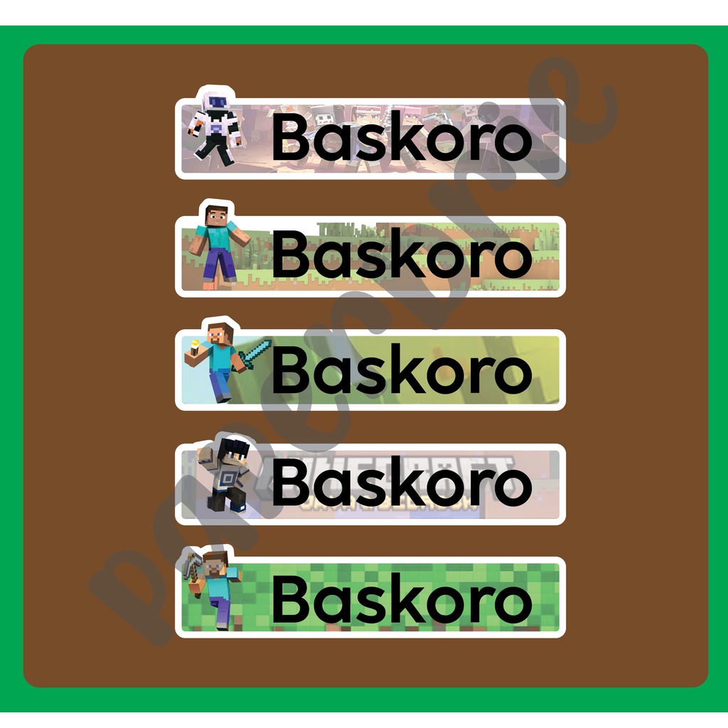 Jual Stiker Nama Anak Minecraft - Sticker Buku Pelajaran, Pensil, Label ...