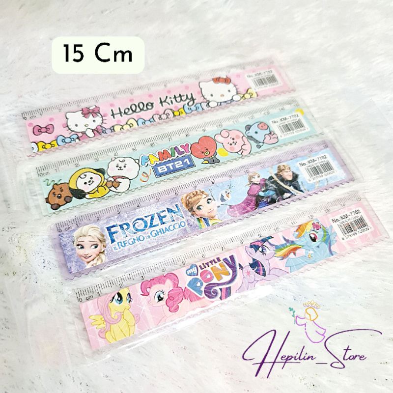 Jual Penggaris KM 15 Cm BT21 , Pony , Frozen , Cars dll / Penggaris ...
