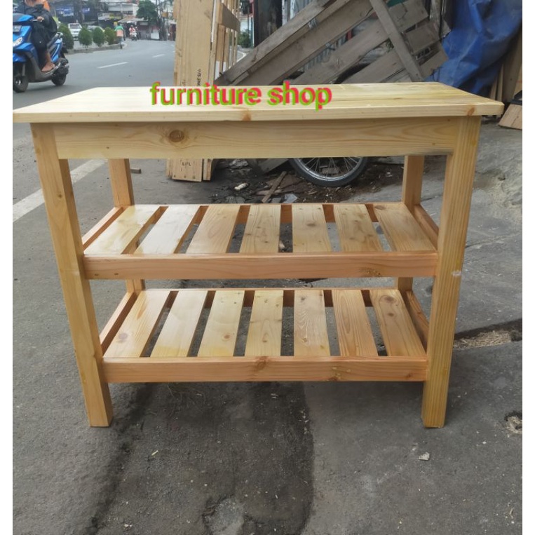 Jual meja rak susun meja pajangan rak sepatu kayu Pinus/jati Belanda ...
