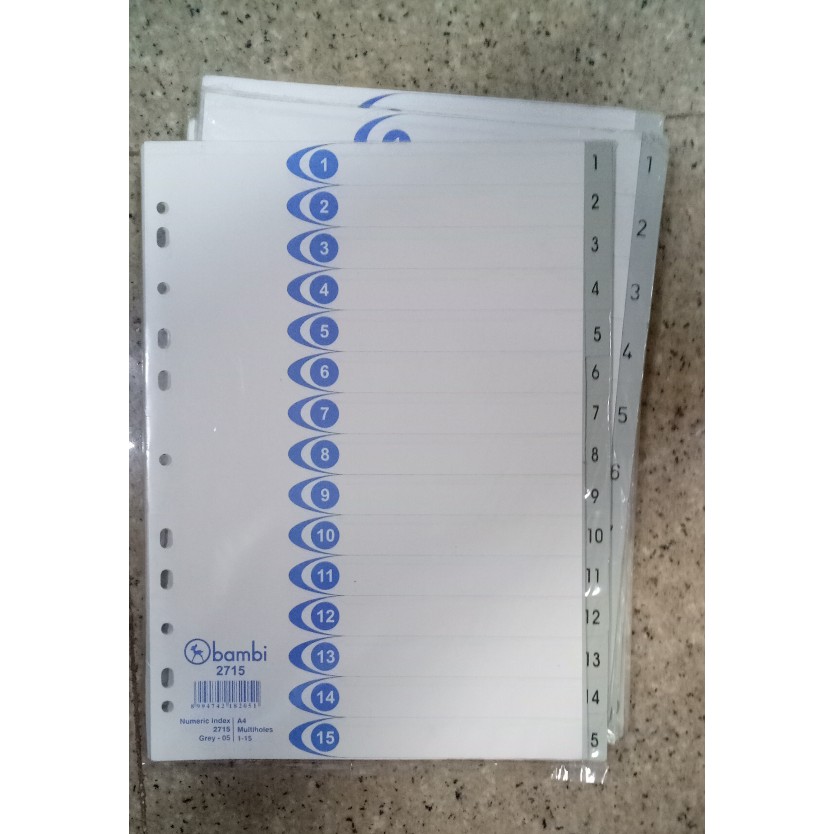 Jual divider plastik A4 1-15 BAMBI 2715 | Shopee Indonesia