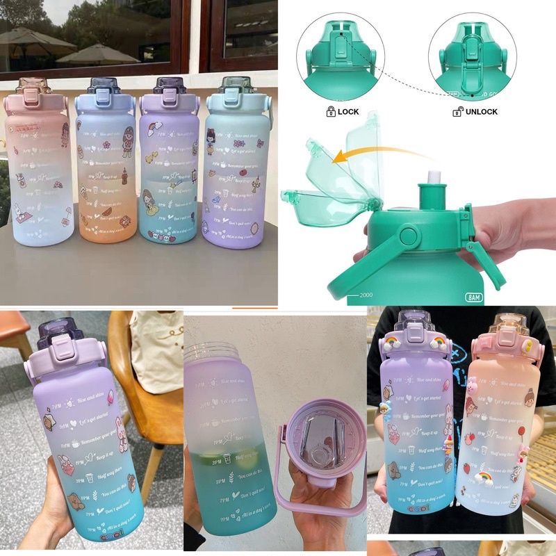 Jual botol viral penanda waktu minum 2L free stikers | Shopee Indonesia