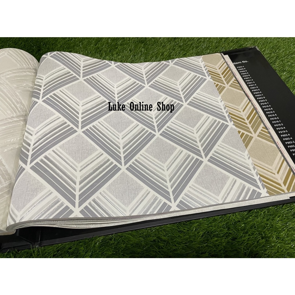 Jual Wallpaper Dinding Motif Garis Dadu 3D Elegan Modern Abu Putih ...