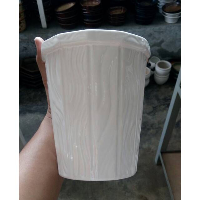 Jual POT KERAMIK MOTIF EMBER KAYU BESAR | Shopee Indonesia