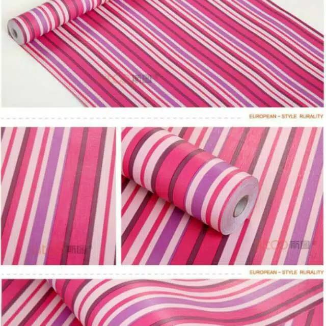 Jual Wallpaper Dinding Sticker Garis Pink Ungu | Shopee Indonesia