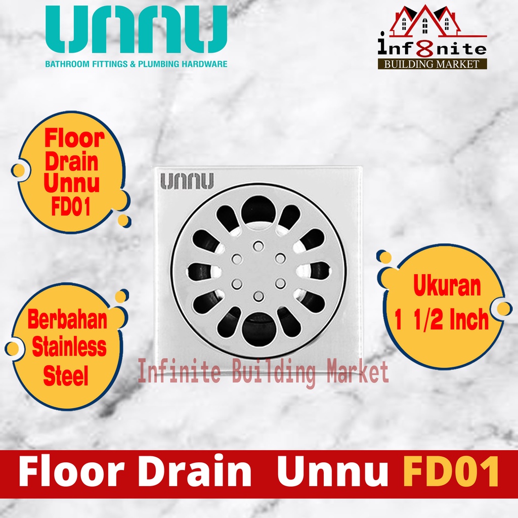 Jual Floor Drain Stainless Unnu FD01 1 1/2 Inch Saringan Toilet Kamar Mandi | Shopee Indonesia