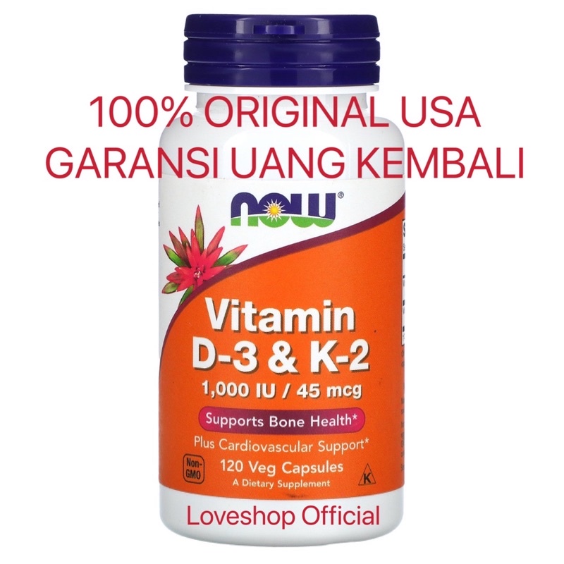 Jual NOW vitamin d3 k2 1000iu 45mcg 100% ORIGINAL USA vit d asli quatro formula zinc magnesium ...