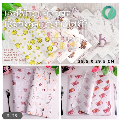 Jual Baking Paper Kertas Roti Motif 28,5x29,5cm (25pcs) | Shopee Indonesia