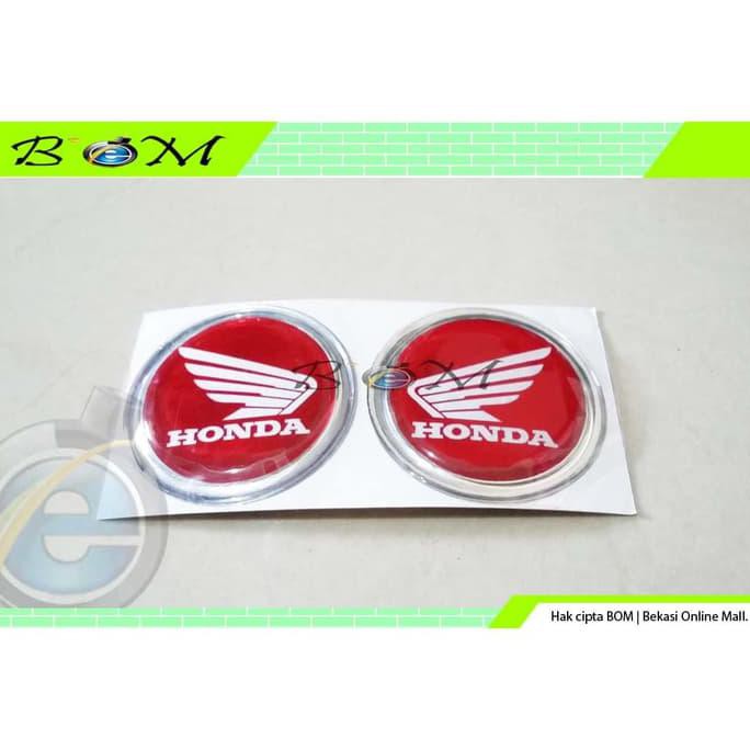 Jual emblem logo lambang honda sayap bulat lingkaran chrome krum merah ...