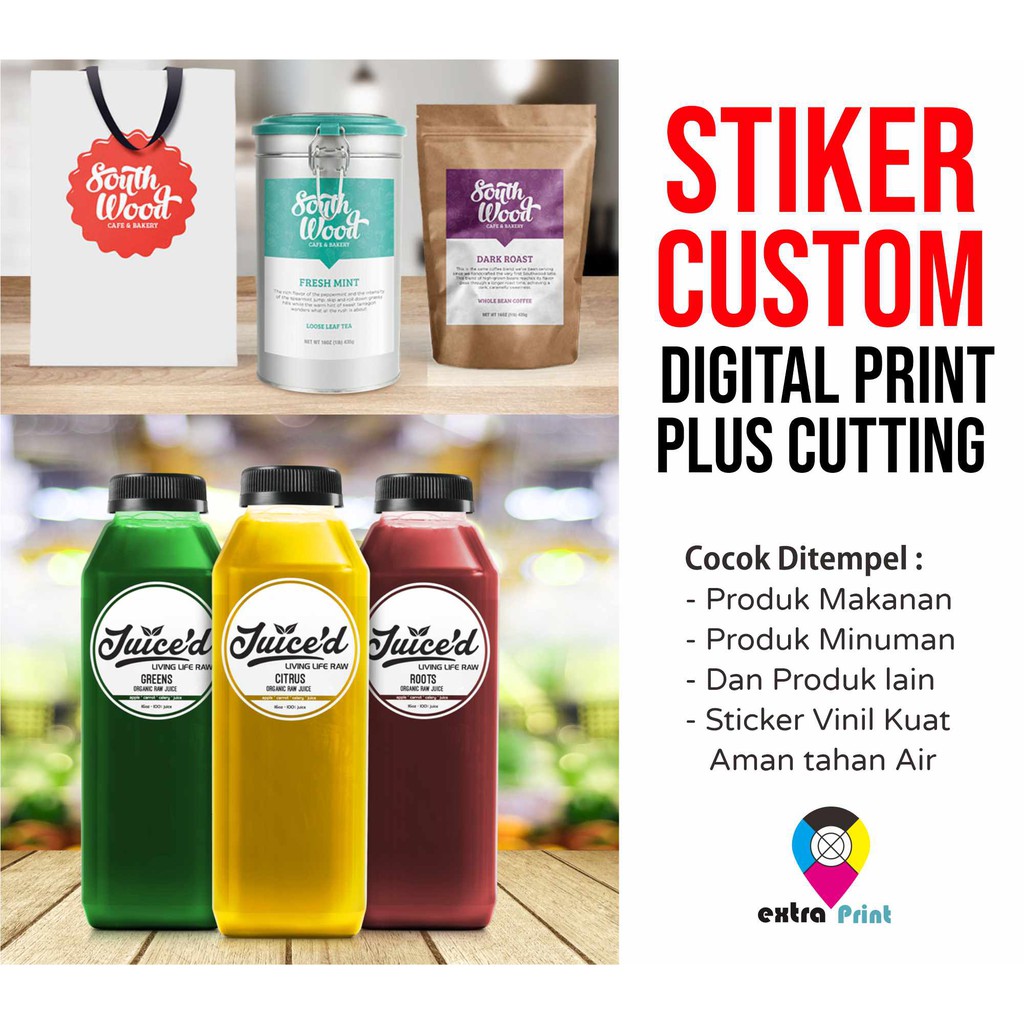 Jual Print Sticker Vinyl A3 Potong Bentuk / Sticker Label / sticker ...