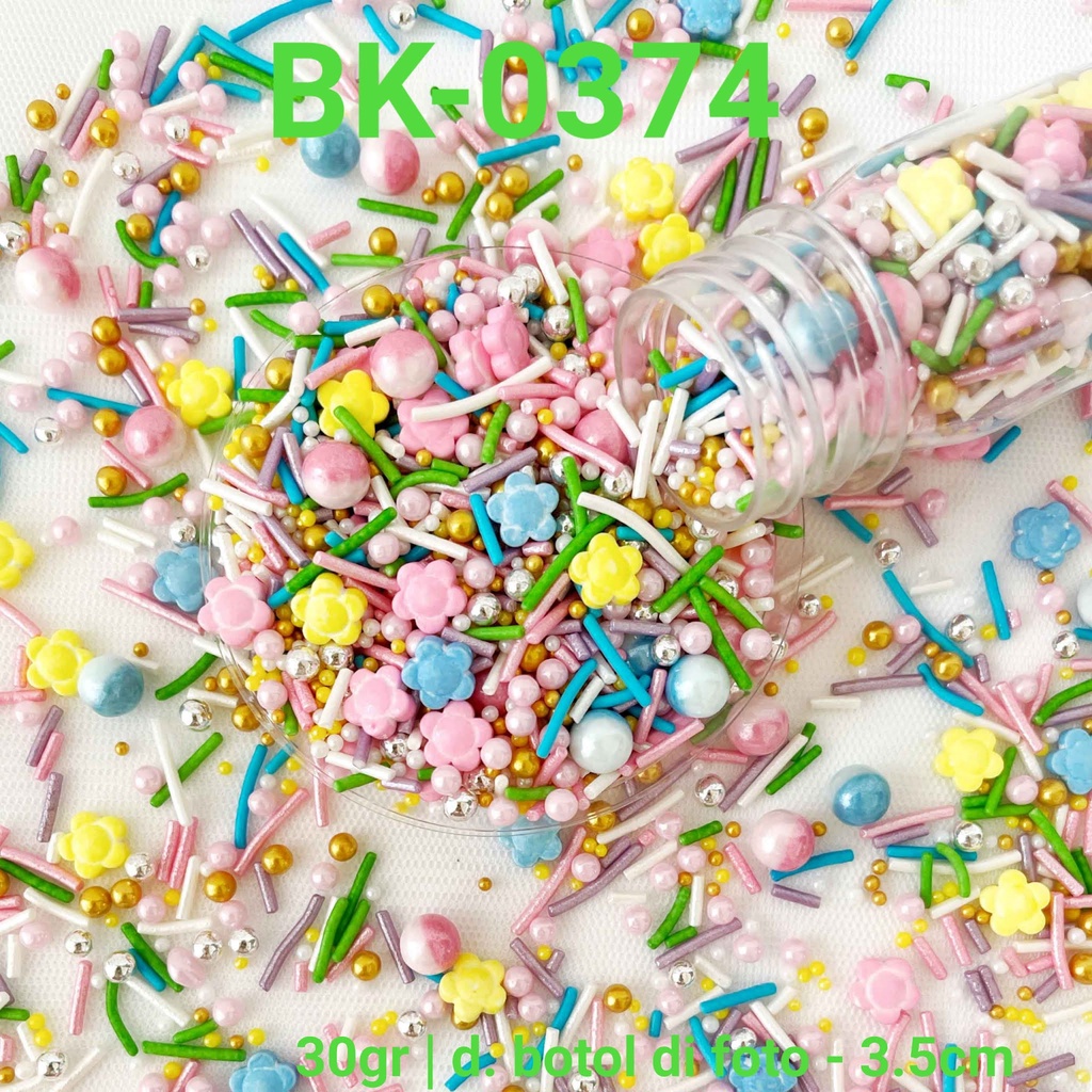 Jual BK-0374 Sprinkles sprinkle sprinkel 30 gram bunga mutiara rainbow ...