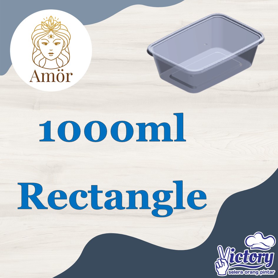 Jual 12pc Thinwall 1000ml rectangle victory / kotak makan plastik persegi panjang 1000 ml ...