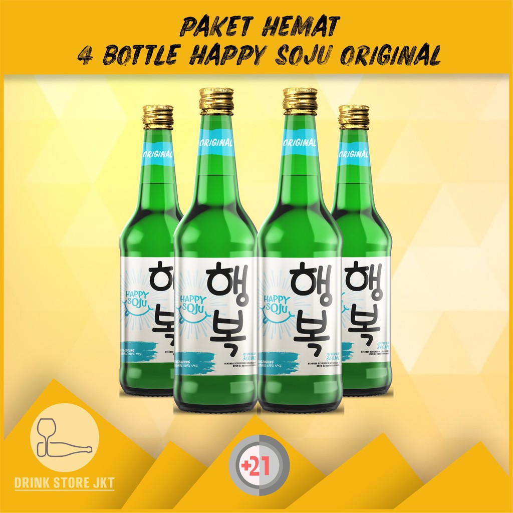 Jual Paket Hemat - Happy Soju Original 4 Botol [360 ML] | Shopee Indonesia