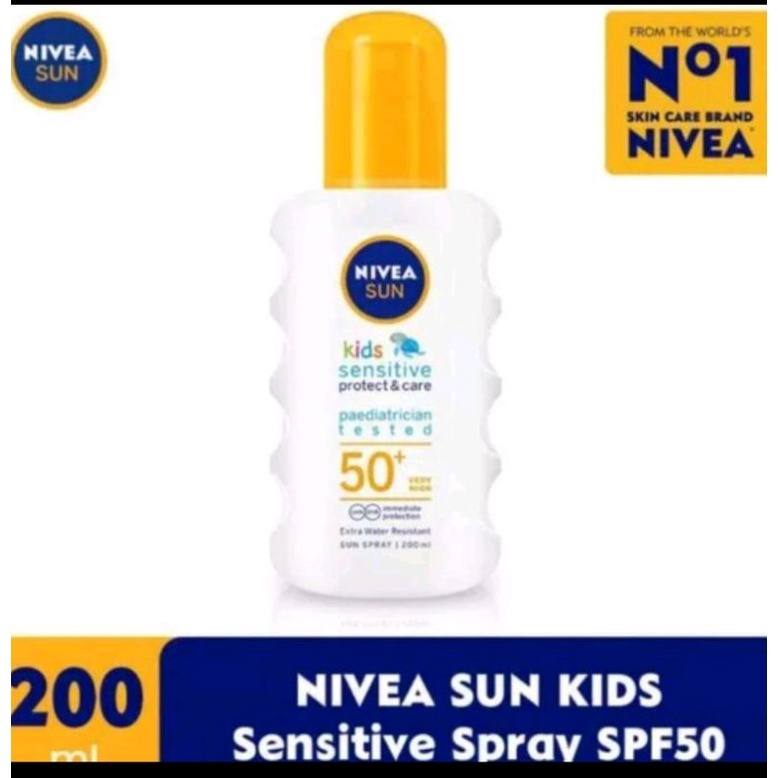 Jual Nivea Sun Screen Sun Kids Sensitive Spray SPF50 200 ML | Shopee ...