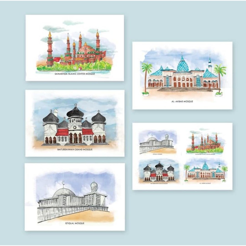 Jual POSNESIA Mosque Postcard Set / Kartu Pos Seri Masjid Terbesar ...