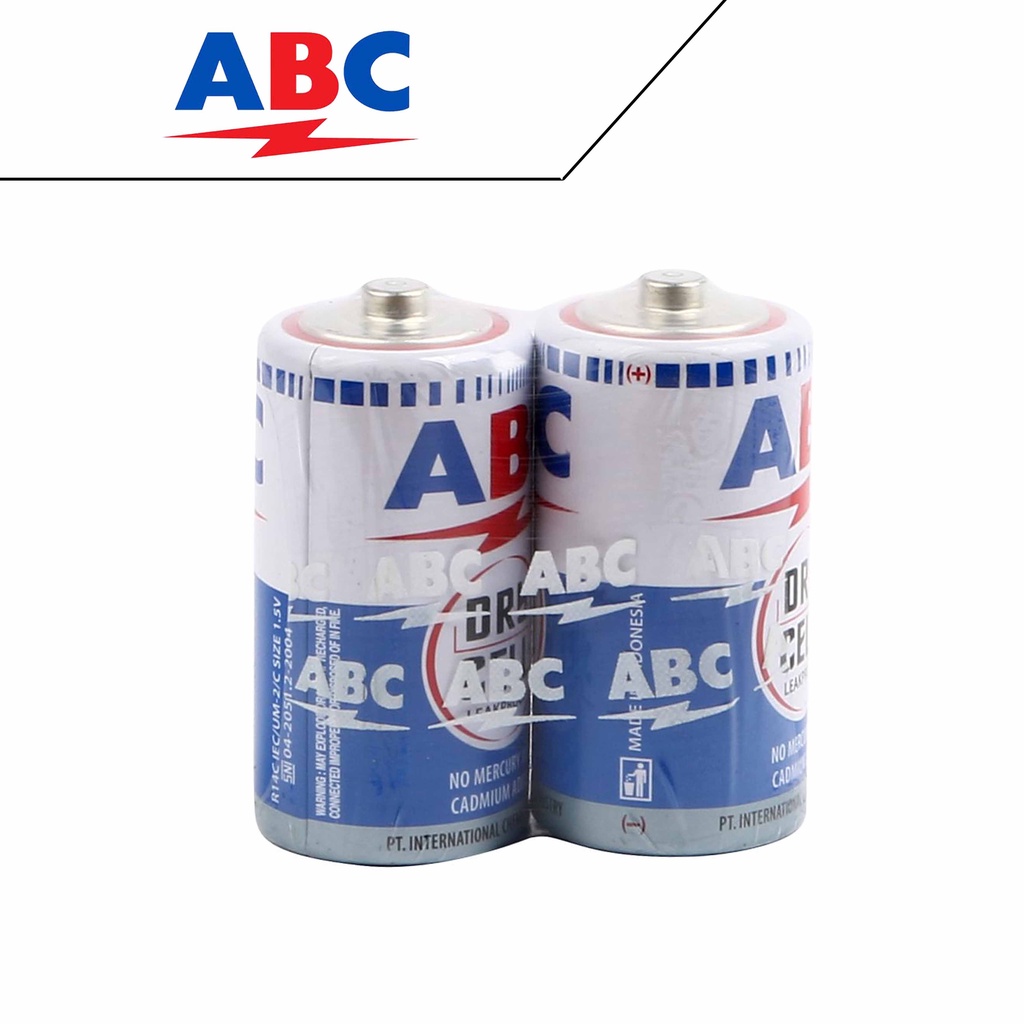 Jual ABC Dry Cell Baterai R14 (Tanggung) Set (Isi 2) UM-2 1.5 Volt Biru ...