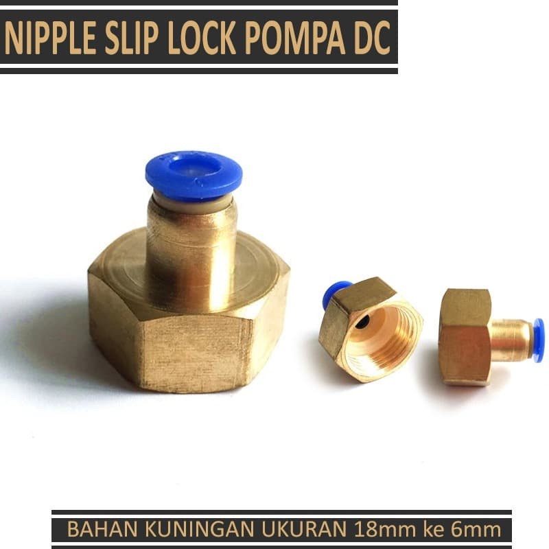 Jual Nepel konektor output pompa DC drat 18mm Ke Slip Lock selang PU ...