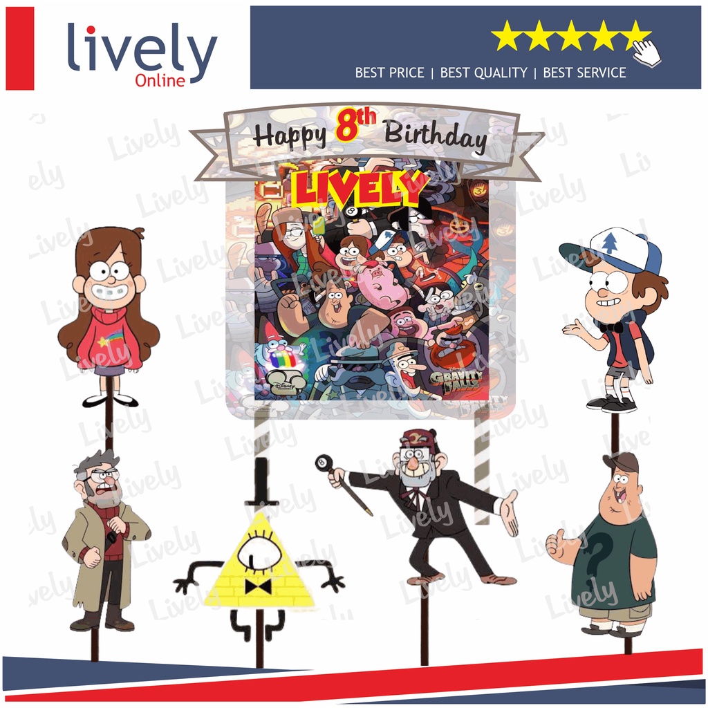 Jual CUSTOM NAMA CAKE TOPPER KARAKTER GRAVITY FALLS HIASAN KUE ULANG ...