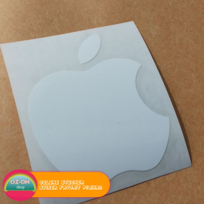 Jual stiker custom logo apel apple putih untuk laptop, mobil dll ...