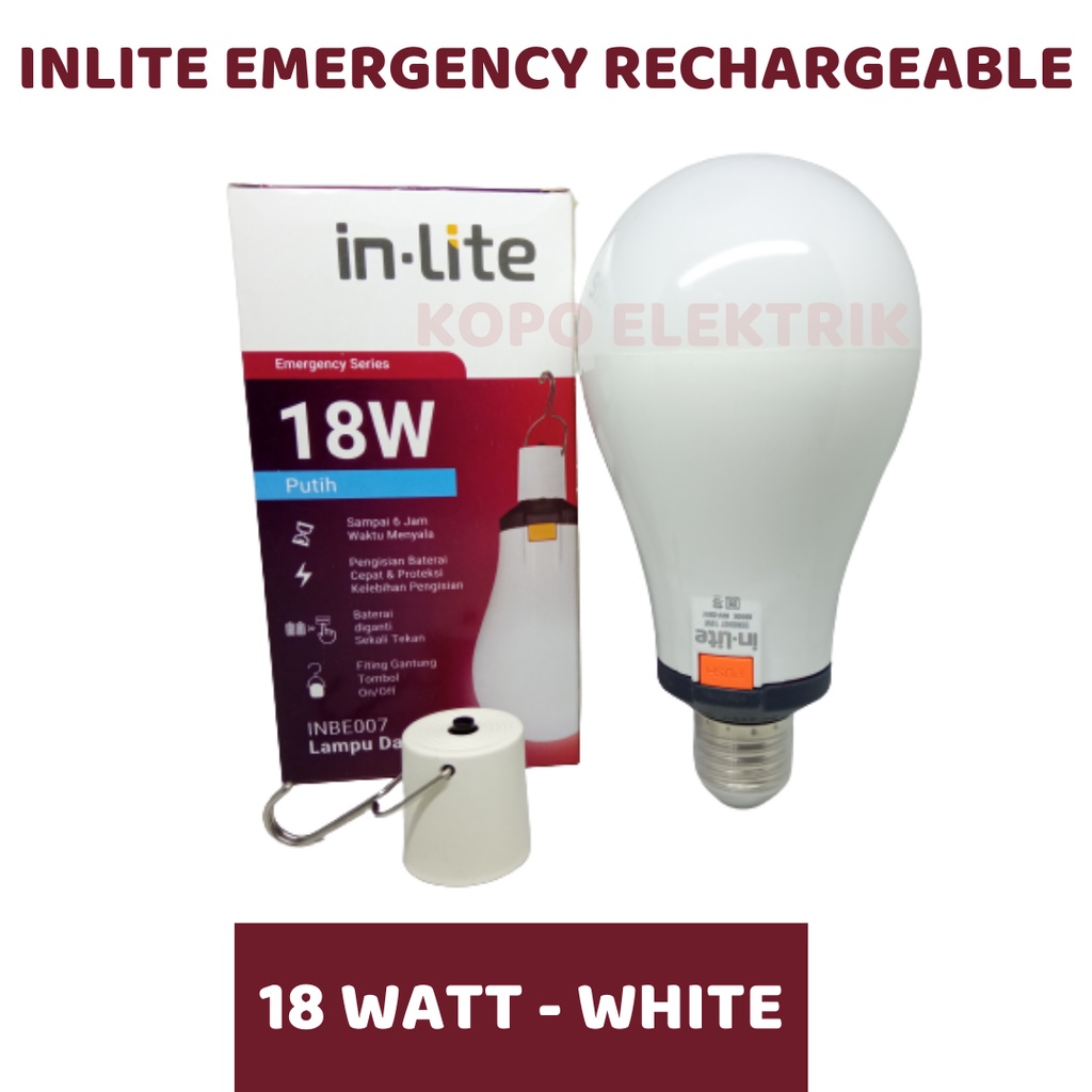 Jual Inlite Emergency Series Rechargeable - 18 Watt - White INBE007 | Shopee Indonesia