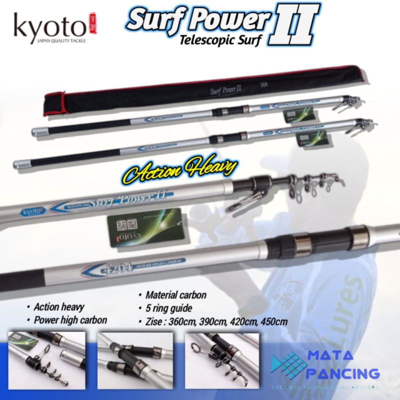 Jual Joran surf Kyoto Surf Power II 360 390 420 450cm hard carbon ...