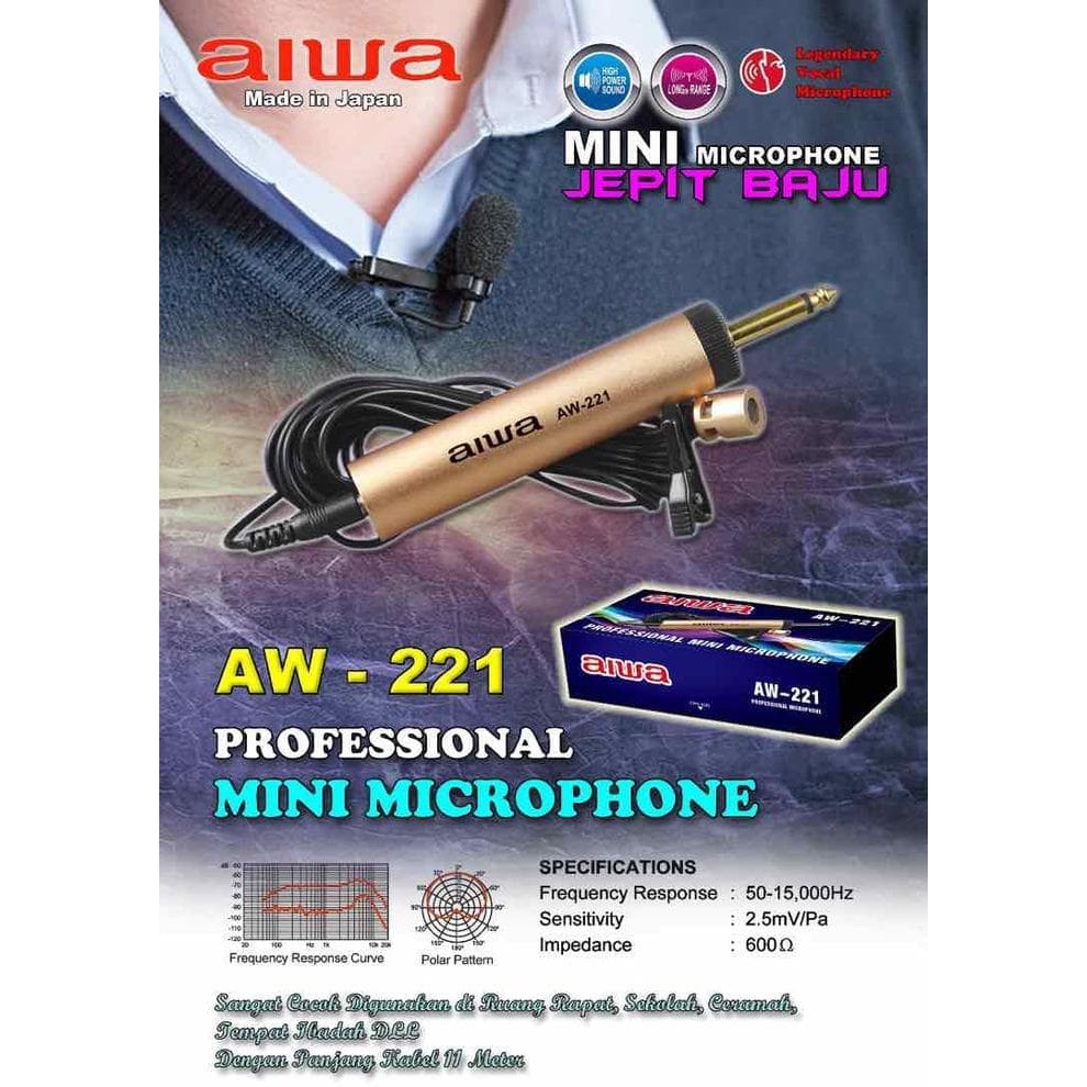 Jual Aiwa Condenser Clip On Microphone AW-221 (Mic Jepit / Mic Imam ...