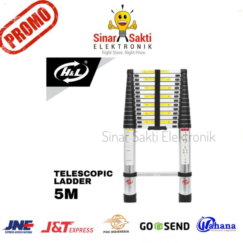 Jual Tangga Lipat Teleskopik 5M Aluminium Single Telescopic Ladder 5 M ...