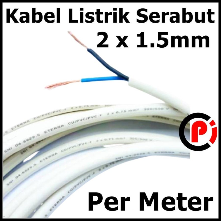 Jual ETERNA Kabel Listrik 2x1.5 Serabut 2 X 1.5 NYMHY | Shopee Indonesia