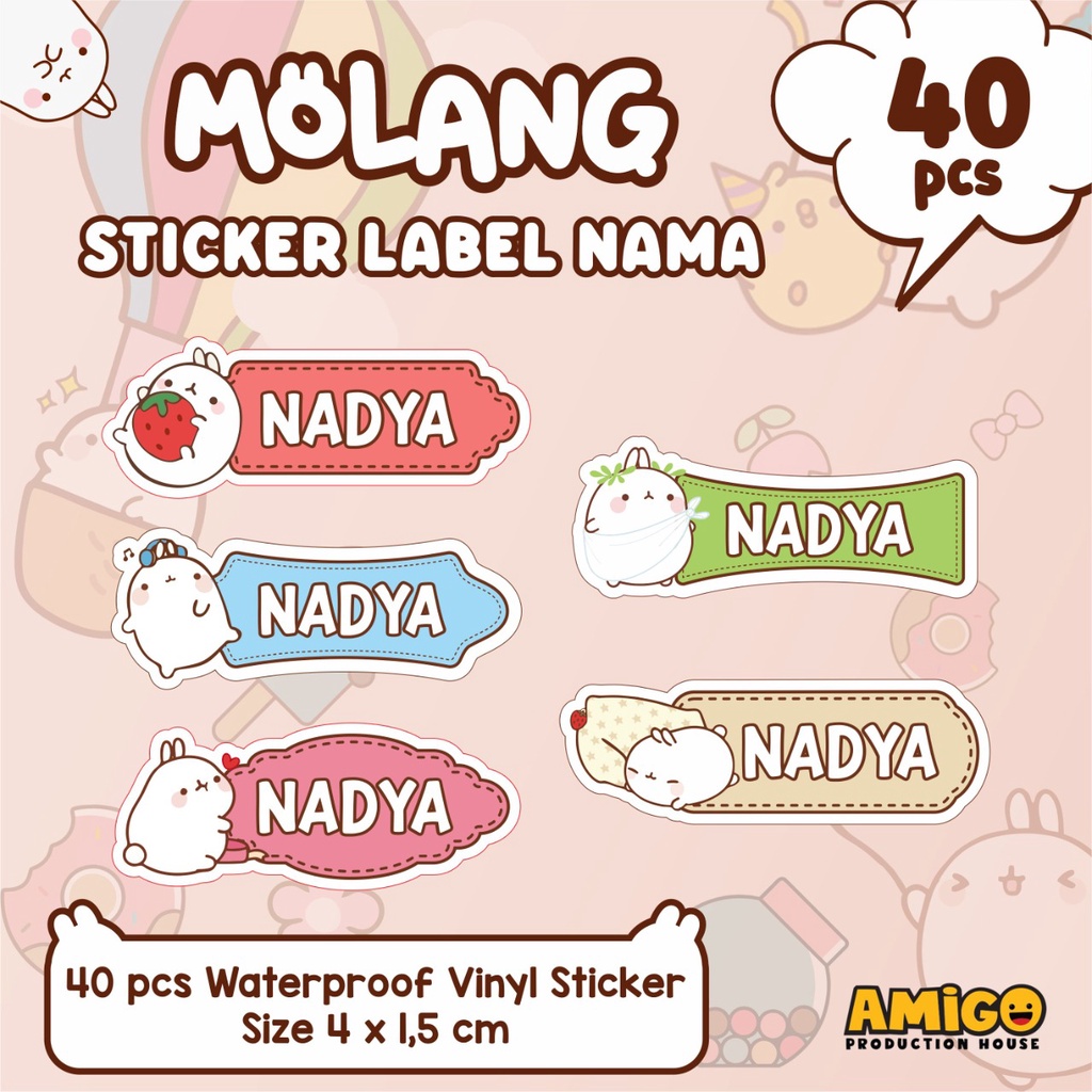 Jual Stiker Label Nama Anak Molang Alat Tulis ATK Genshin Impact Disney ...