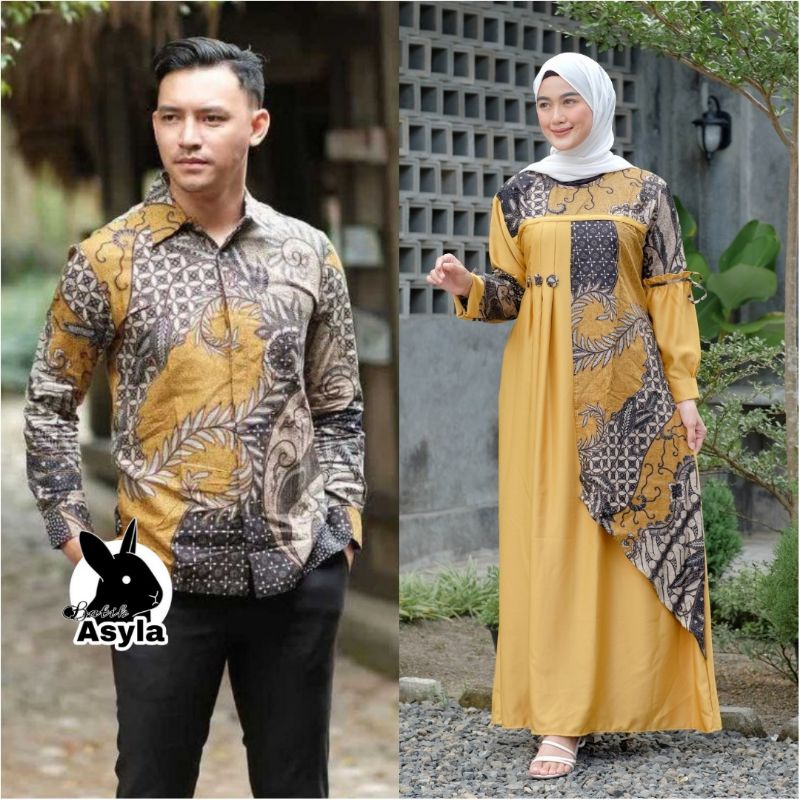 Jual COUPLE BATIK - GAMIS BATIK KATUN KOMBINASI POLOS - GAMIS BATIK ...