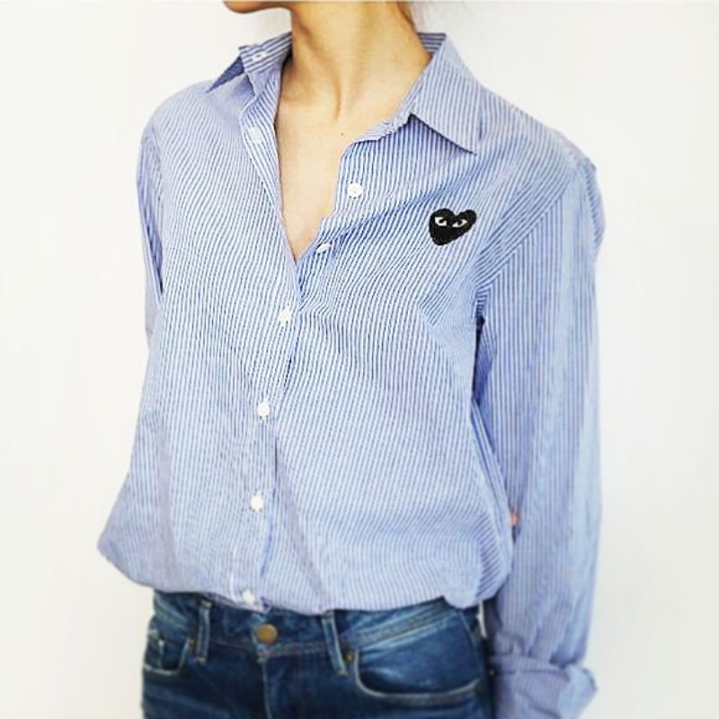 Jual Kemeja CDG PLAY Heart Hati Garis Shirts Stripe UNISEX (PO ...